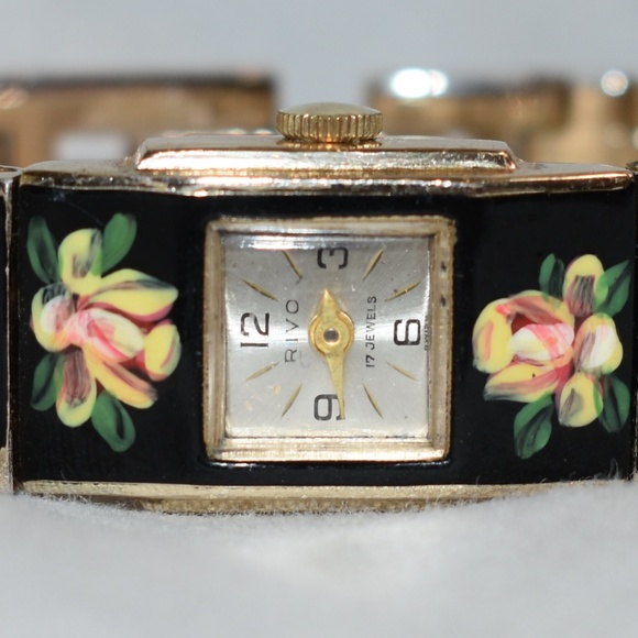 Rivo | Accessories | Vtg Rivo 7 Jewels Alum Hand Painted Floral Watch ...